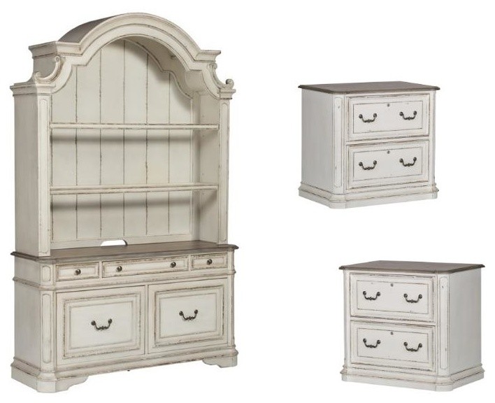 Liberty Furniture Magnolia Manor 5 Piece Home Office Set in White ...