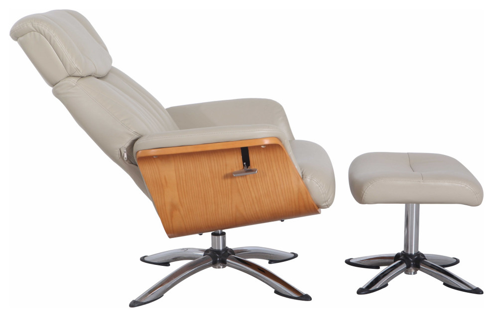 Relax-R Caitlin Recliner and Ottoman in Cobble Air Leather ...