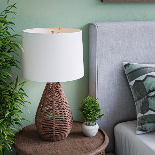 Colita Table Lamp, Natural Rattan, Casual, 25" Height, 14" Width ...