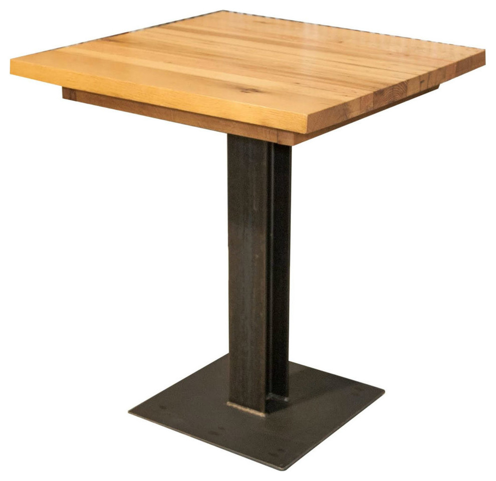 30x30 Reclaimed Dining Table, Metal Pedestal Base, Restaurant Grade ...