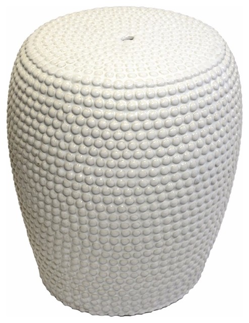 Buttoned Ceramic Garden stool, White - Contemporary - Accent And Garden ...