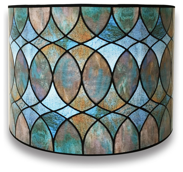 Decorative Handmade Lamp Shade, Cool Hues Watercolor Design, 10"x10"x8 ...