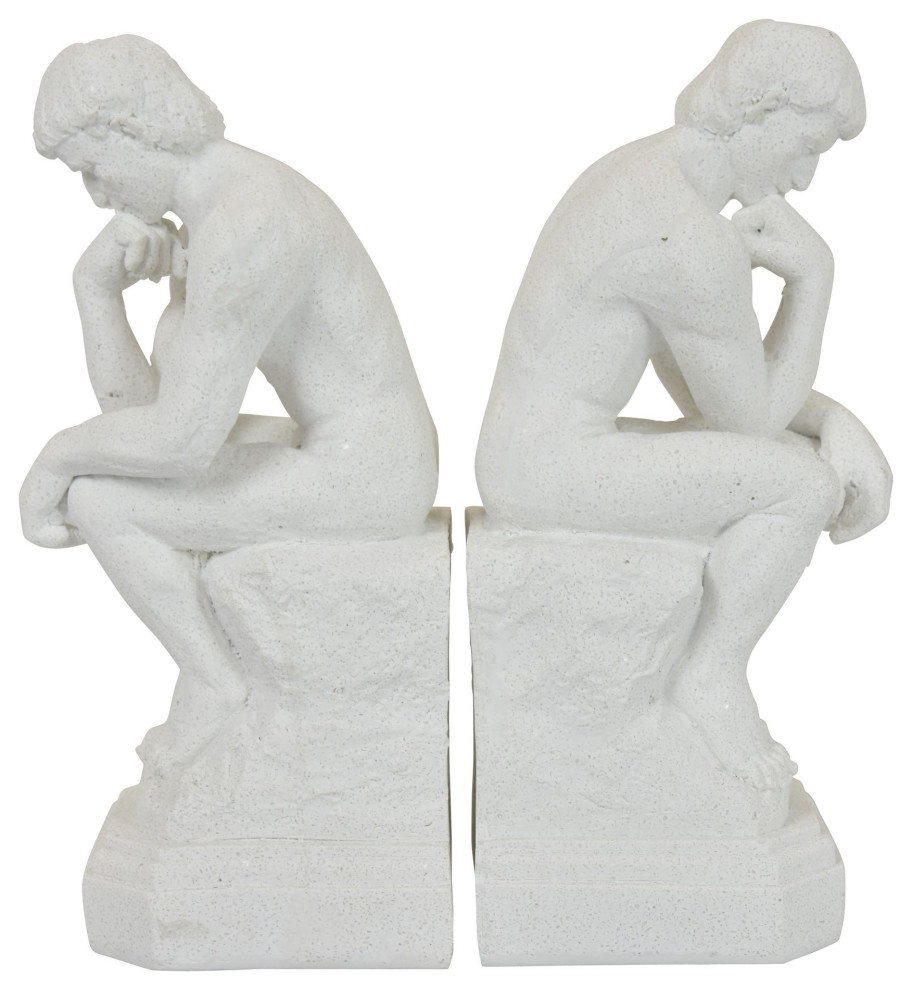 Figurine Bookend S/2 4.00 x 3.50 x 9.00 in White Resin by Three Hands ...