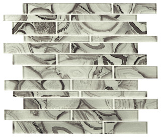 MSI SMOT-GLSIL-SUPNOV8MM 12" x 12" Linear Mosaic Wall Tile ...
