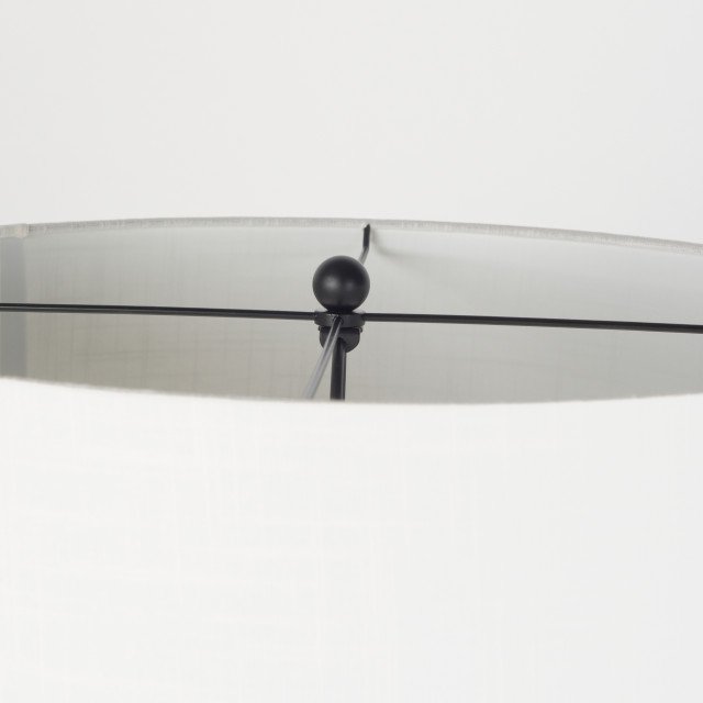 Sarah Arched Black Metal With Marble Cube and White Shade Floor Lamp ...