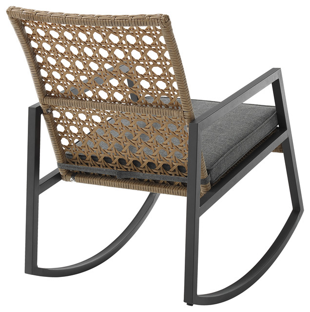 Modern Outdoor Patio Rattan Rocking Chair - Tropical - Outdoor Rocking ...