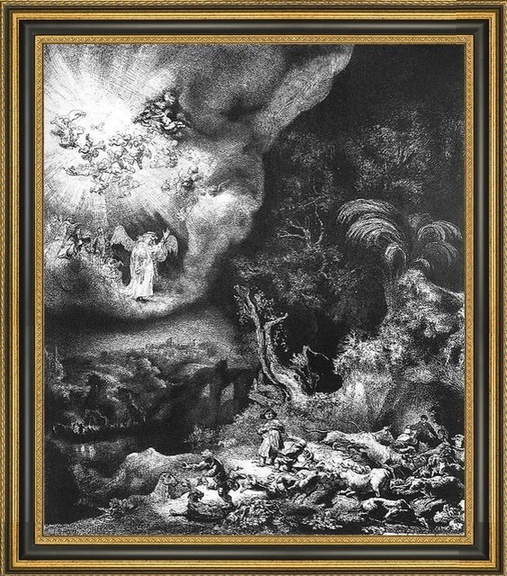 Rembrandt Van Rijn the Angel Appearing to the Shepherds Framed Canvas ...