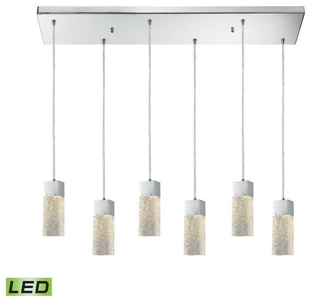 Cubic Ice 6 Light Rectangle Fixture, Polished Chrome With Solid ...