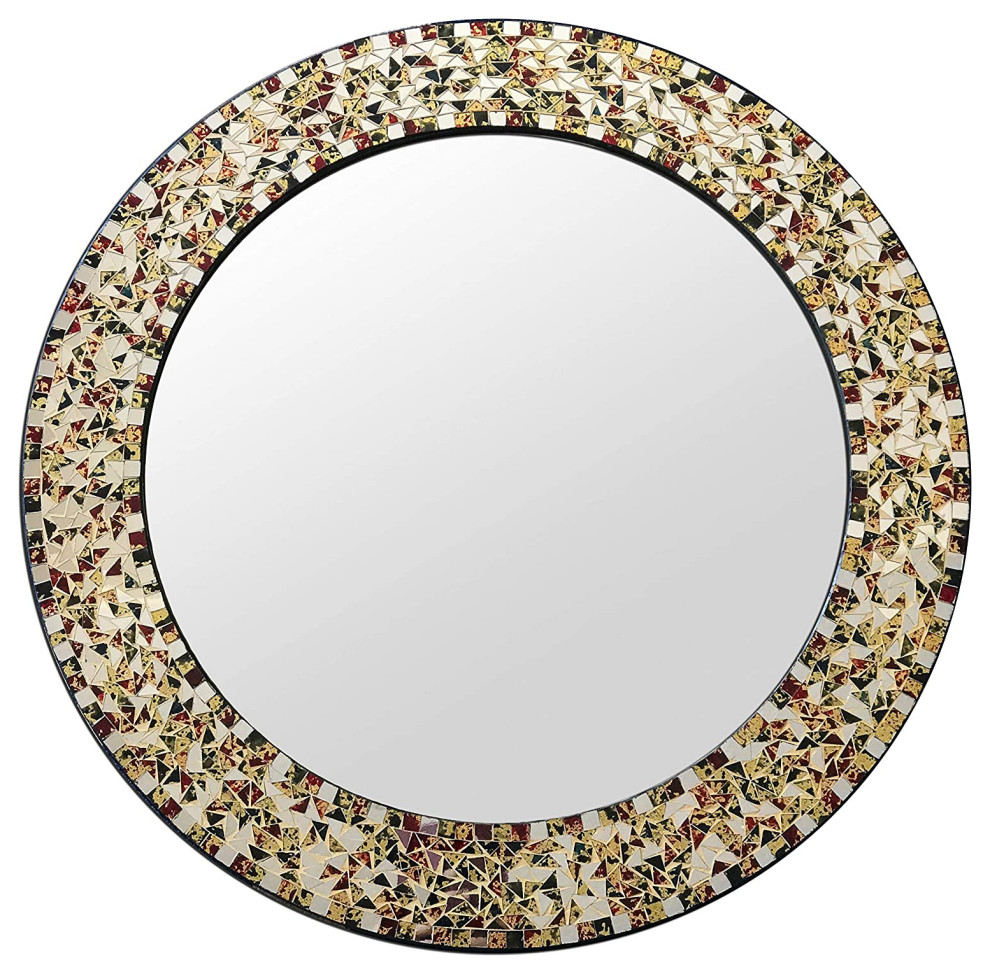 24" Traditional Decorative Mosaic Wall Mirror(Gemstone Rainbow) by ...