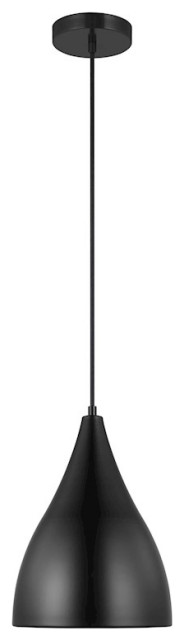 Sea Gull Lighting Oden 1-Light LED 9" Pendant, Black/Black, 6545301EN3 ...