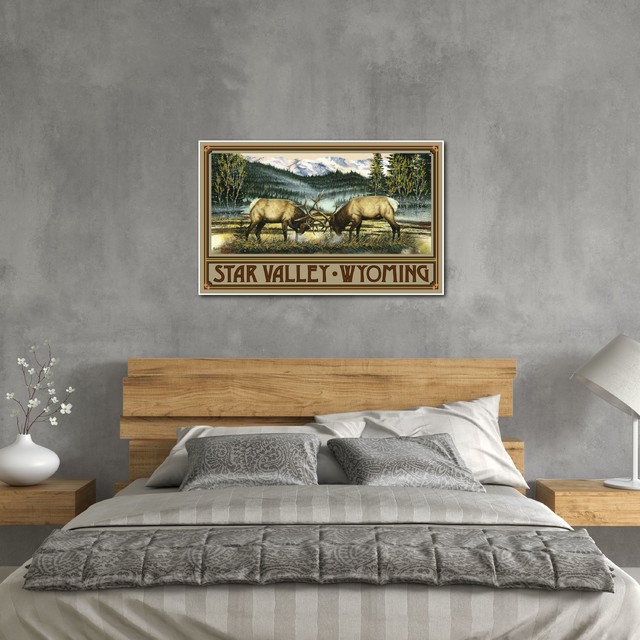 by Artist Dave Bartholet Star Valley Wyoming Elk Art Print, 30"x45 ...