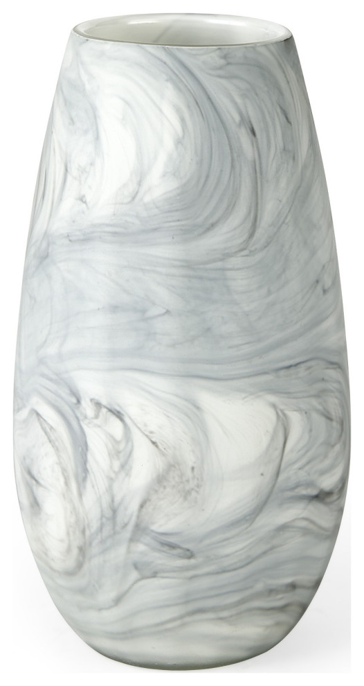 12" Gray and White Marble Design Glass Vase - Contemporary - Vases - by ...