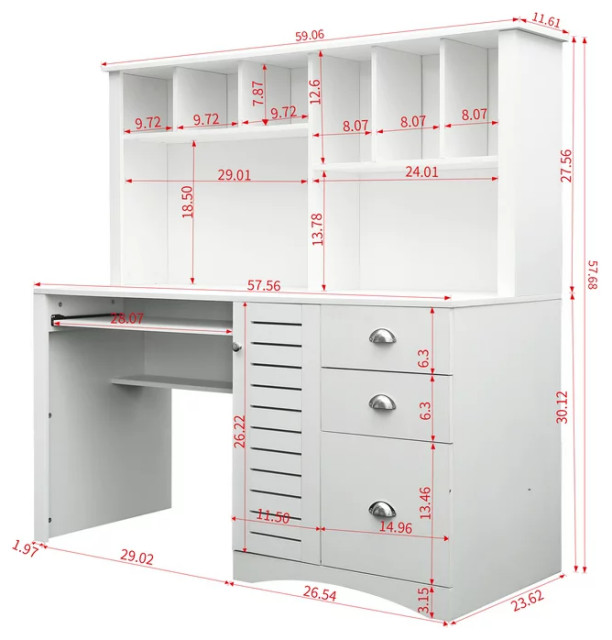 Large Desk, Waterproof Top With Integrated Hutch & Ample Storage Space ...