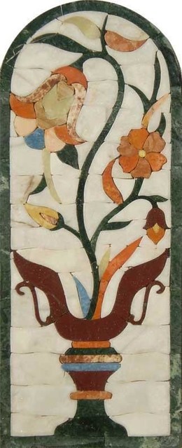 Flowers Mosaic Pattern, Arch Vase, 26" x 61" - Contemporary - Tile ...