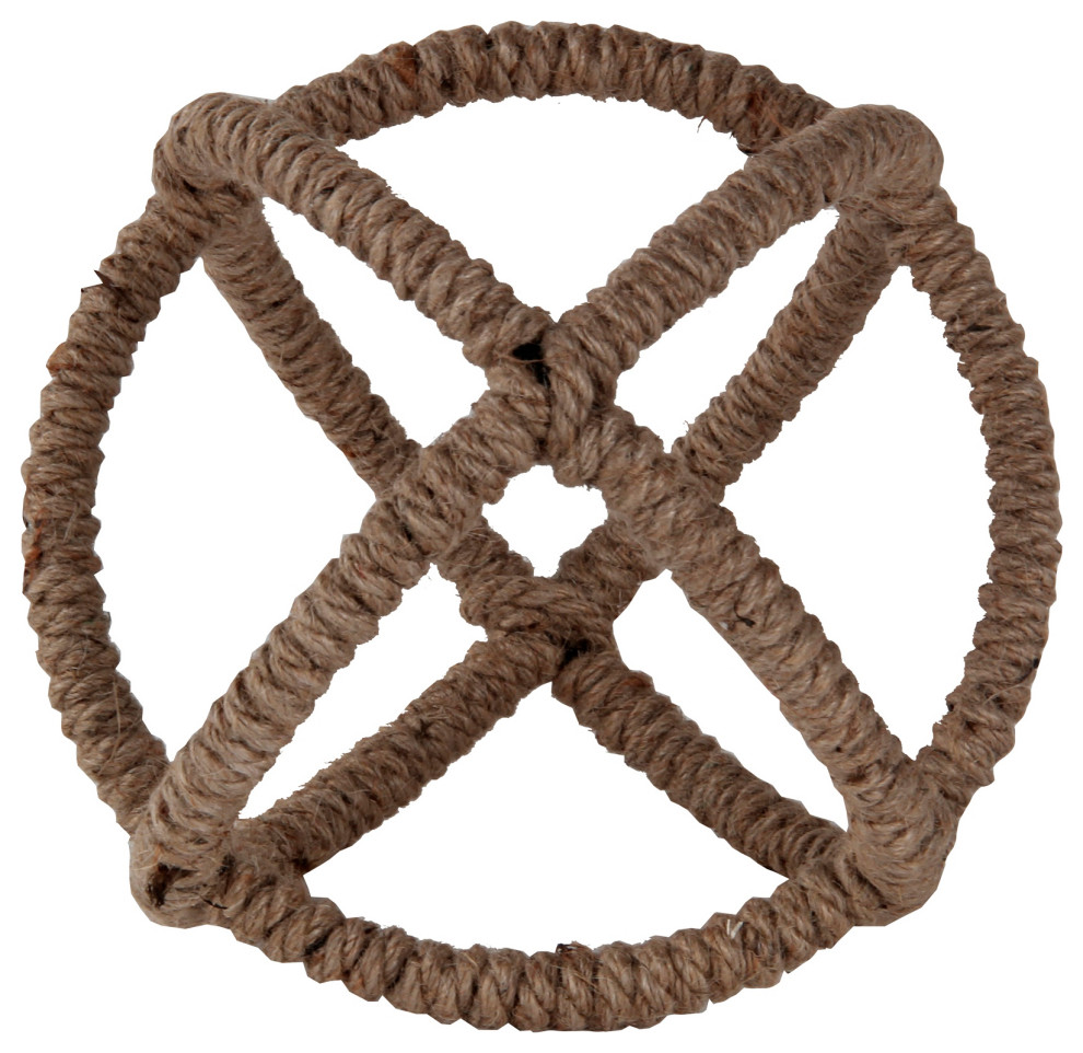 Large Metal and Rope Orb Spheres with Irregular Design, Brown - Beach ...