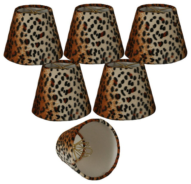 Royal Designs 5" Black/Brown Small Leopard Print Chandelier Lamp Shade ...