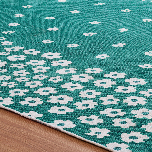 100% Cotton Wildflower Modern Floral Area Rug, 4 Ft. X 6 Ft ...