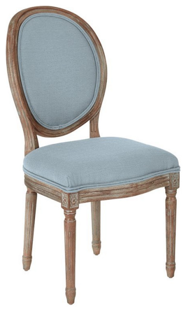 Home Square 2 Piece Brushed Frame Oval Back Fabric Chair Set in Klein ...