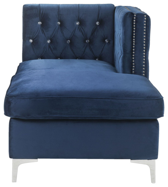 Acme Contemporary Modular Chaise With Blue Velvet Finish 57343 ...