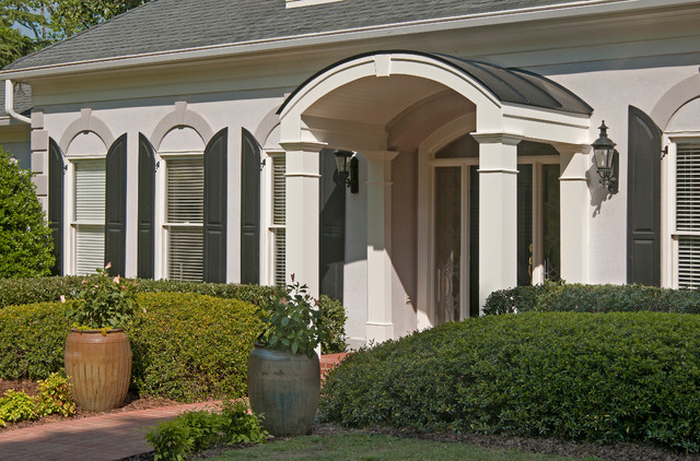 Two column arched portico with gable roof located in Marietta, GA ...