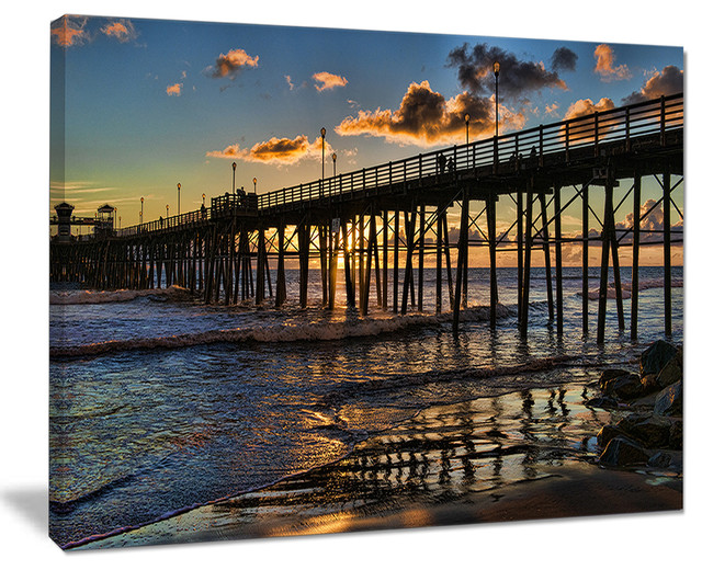 "Pacific Ocean Sunset Oceanside Pier" Modern Seascape Wall Art, 40"x30 ...