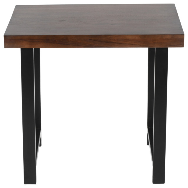 Rustic Wood Industrial side table Black Base - Industrial - Side Tables ...