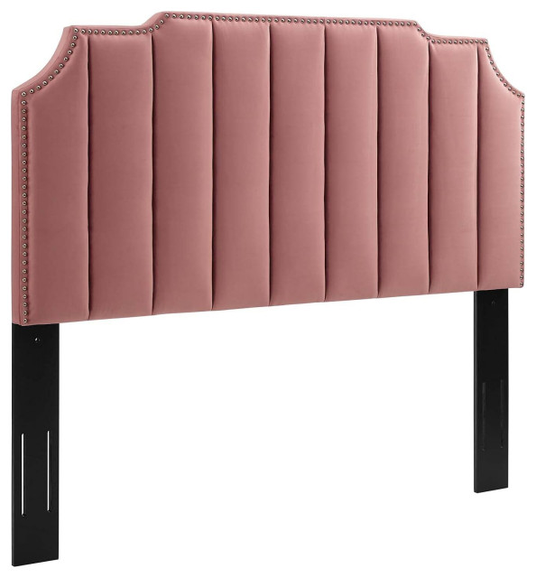 Contemporary King Size Headboard, Elegant Ribbed Velvet Upholstery ...