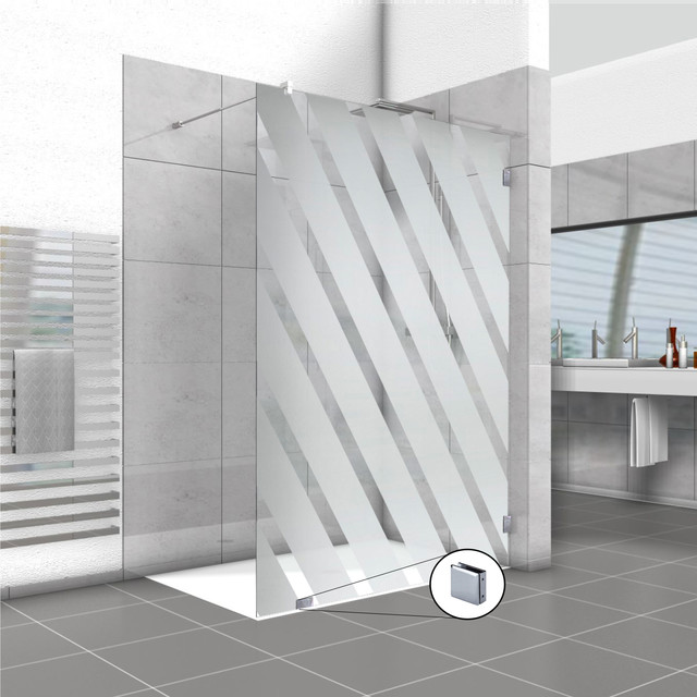 Fixed Shower Screen With Vertical Lines, 29-1/2" X 75" - Contemporary - Shower Doors - by Glass ...