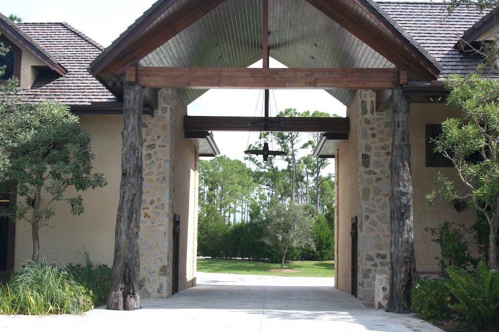 Outdoor Cypress Trunks Clad Red Iron Columns - San Diego - by ...