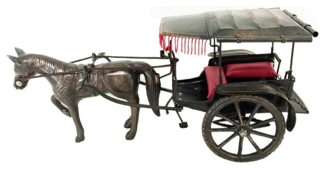Metal Horse Carriage Trolley, 8.5x6 - Industrial - Decorative Objects ...