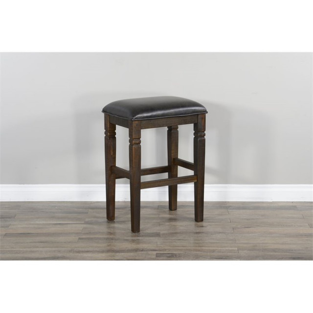 Pemberly Row Modern 30" Transitional Wood Stool in Tobacco Leaf ...