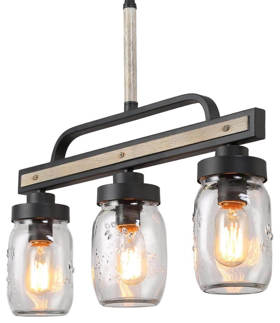 LNC Black Farmhouse Mason Jar Glass Kitchen Pendant Light - Eclectic ... LNC Black Farmhouse Mason Jar Glass Kitchen Pendant Light - Eclectic ...