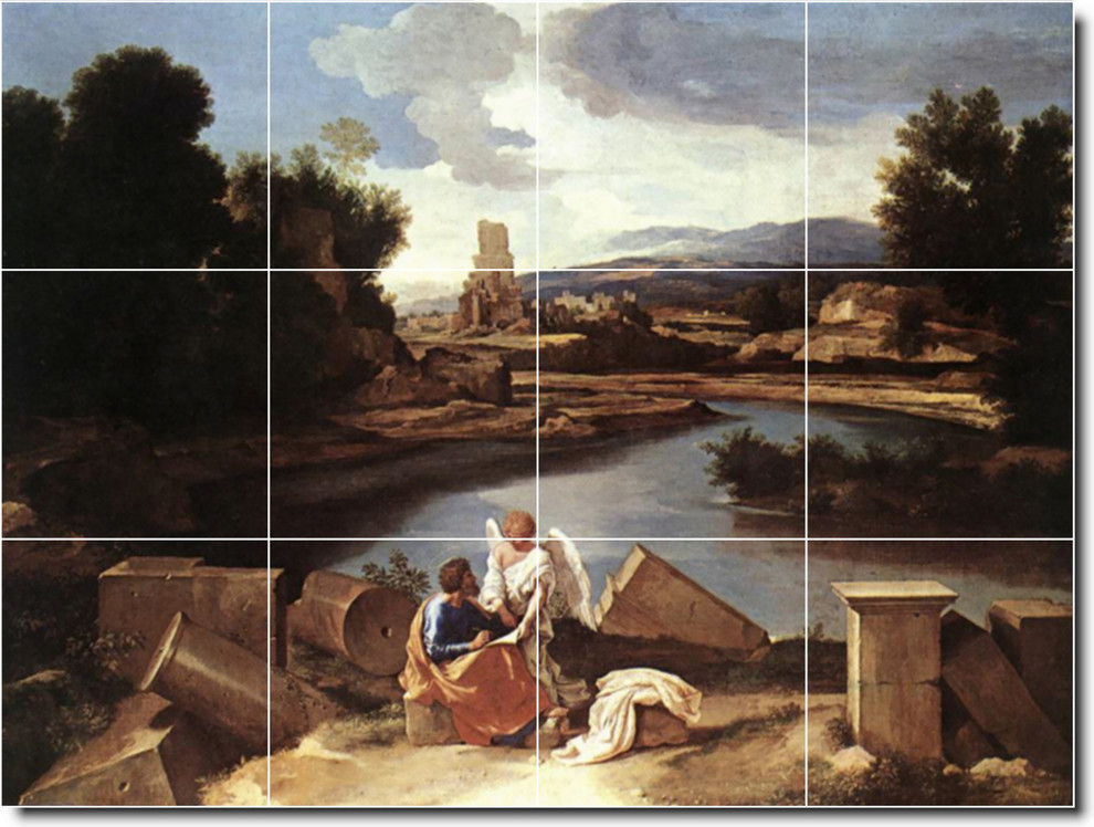 Nicholas Poussin Religious Painting Ceramic Tile Mural #40, 48" Wide x ...