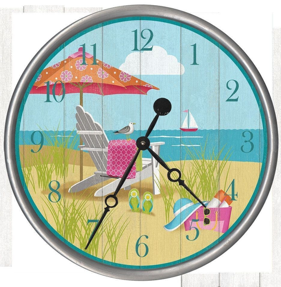 23" Vibrant Day at the Beach Wall Clock - Beach Style - Wall Clocks ...