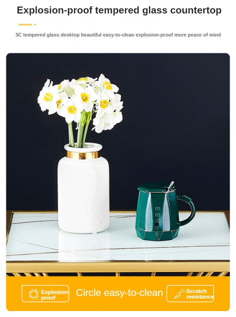 Round/Square Tempered Glass Small Side Table with 2 Layers ...