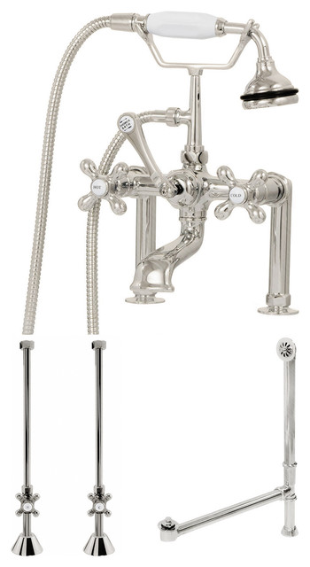 Telephone Faucet Deck Mount Plumbing Package, 6" Risers - Traditional ...