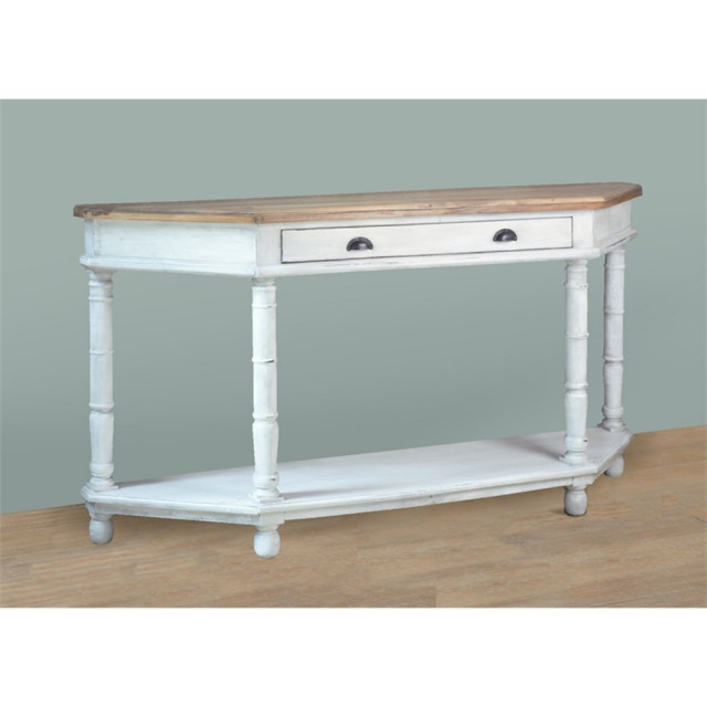 Sunset Trading Cottage Display Table White/Brown Solid Wood Fully ...