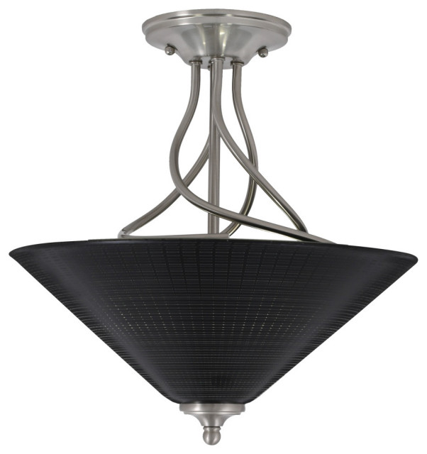 Capri 3-Light Semi-Flush Mount, Brushed Nickel/Black Matrix ...