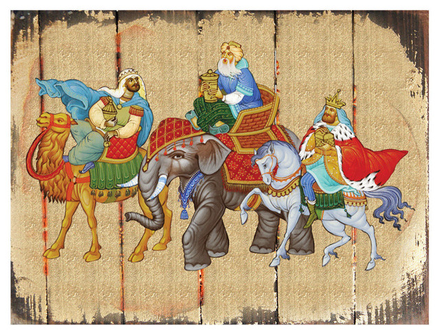 Icon Three Kings Block Wall Art On Wood, 8 Inch - Traditional - Prints ...