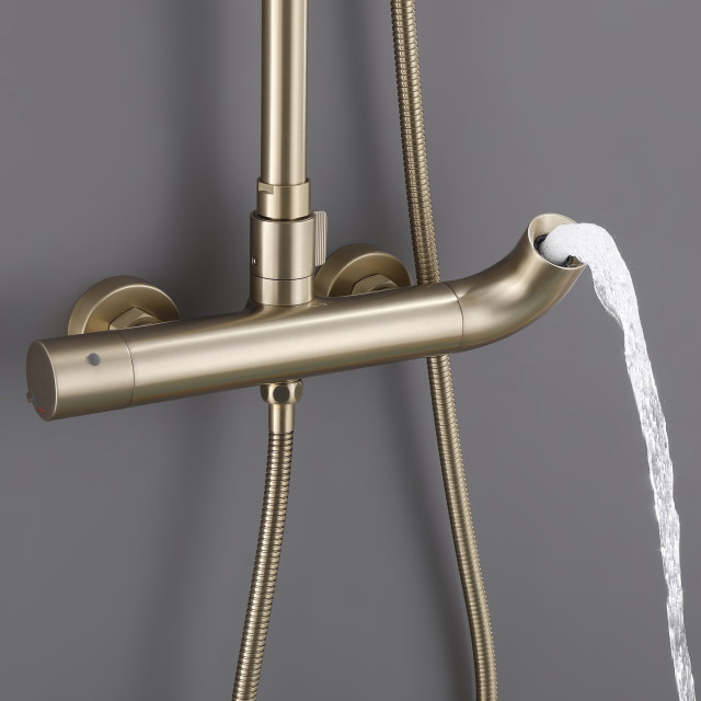 Exposed Shower System with Handheld Shower & Bathtub Spout ...