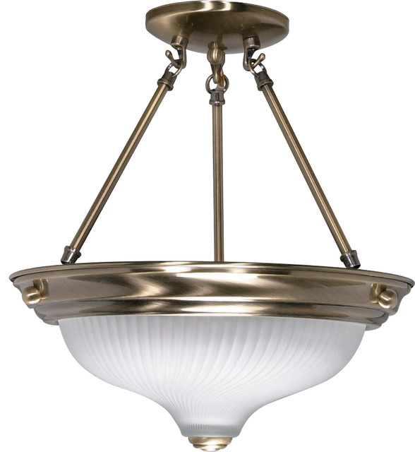 Nuvo 2-Light Incandescent Close-to-Ceiling Light Fixture, Antique Brass ...