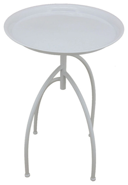 Elegantly Styled Metal Accent Table, White - Contemporary - Side Tables ...