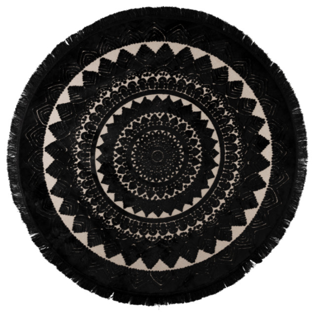 Round Classic Fringed Carpet 6' | Dutchbone Nelson - Contemporary ...