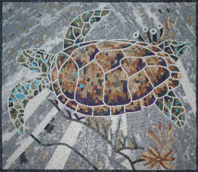 Mosaic Sea Turtle - Mosaic Wall Art, 39" x 34" - Beach Style - Tile ...