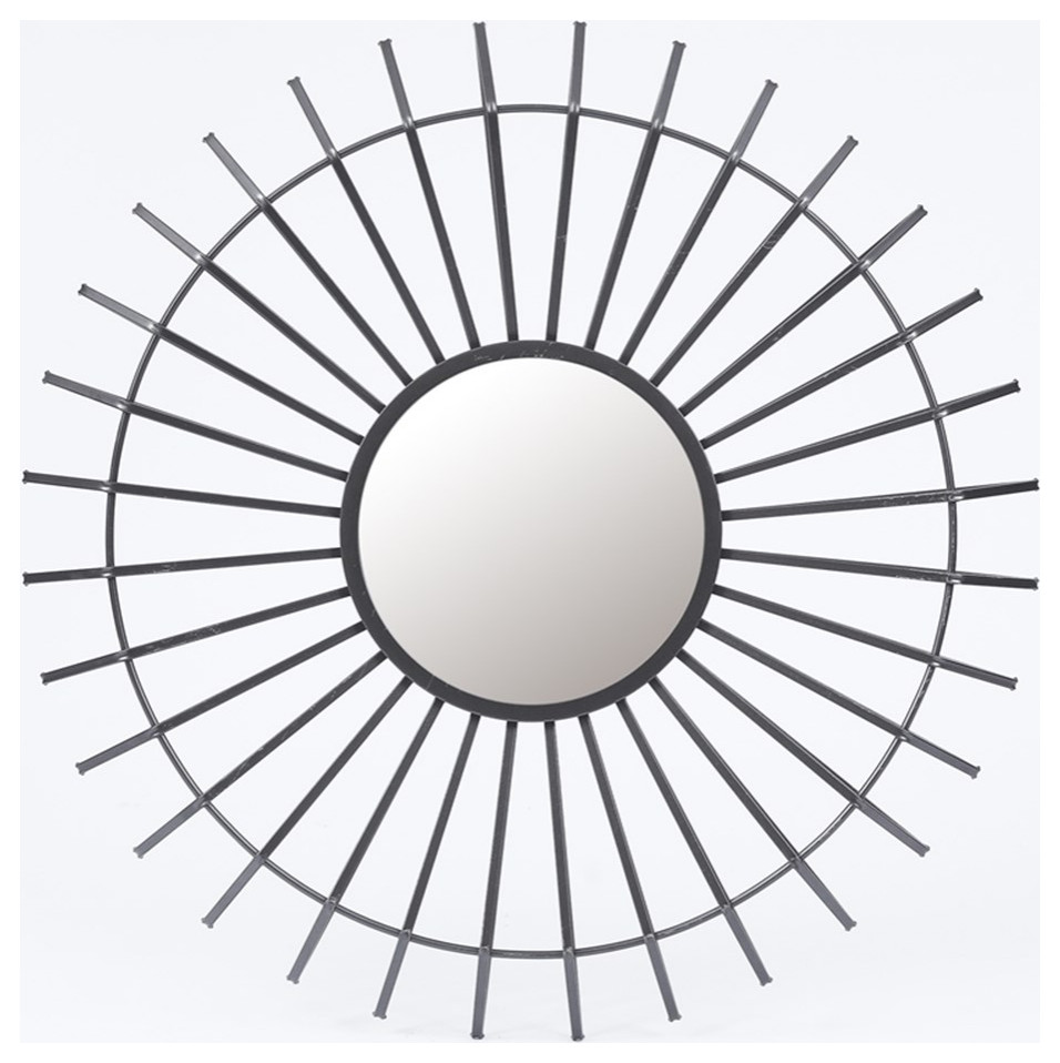 LuxenHome 32-Inch Round Black Metal Accent Wall Mirror - Midcentury ...