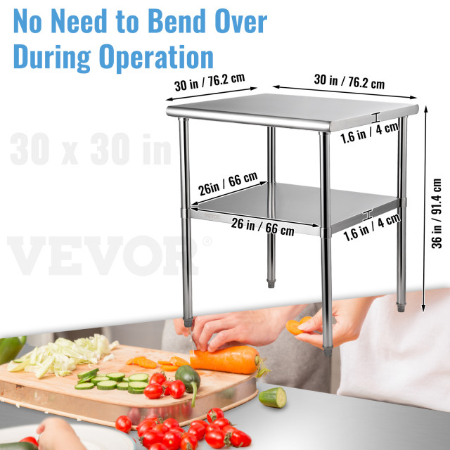 VEVOR Stainless Steel Work Prep Table Commercial Food Prep Table ...