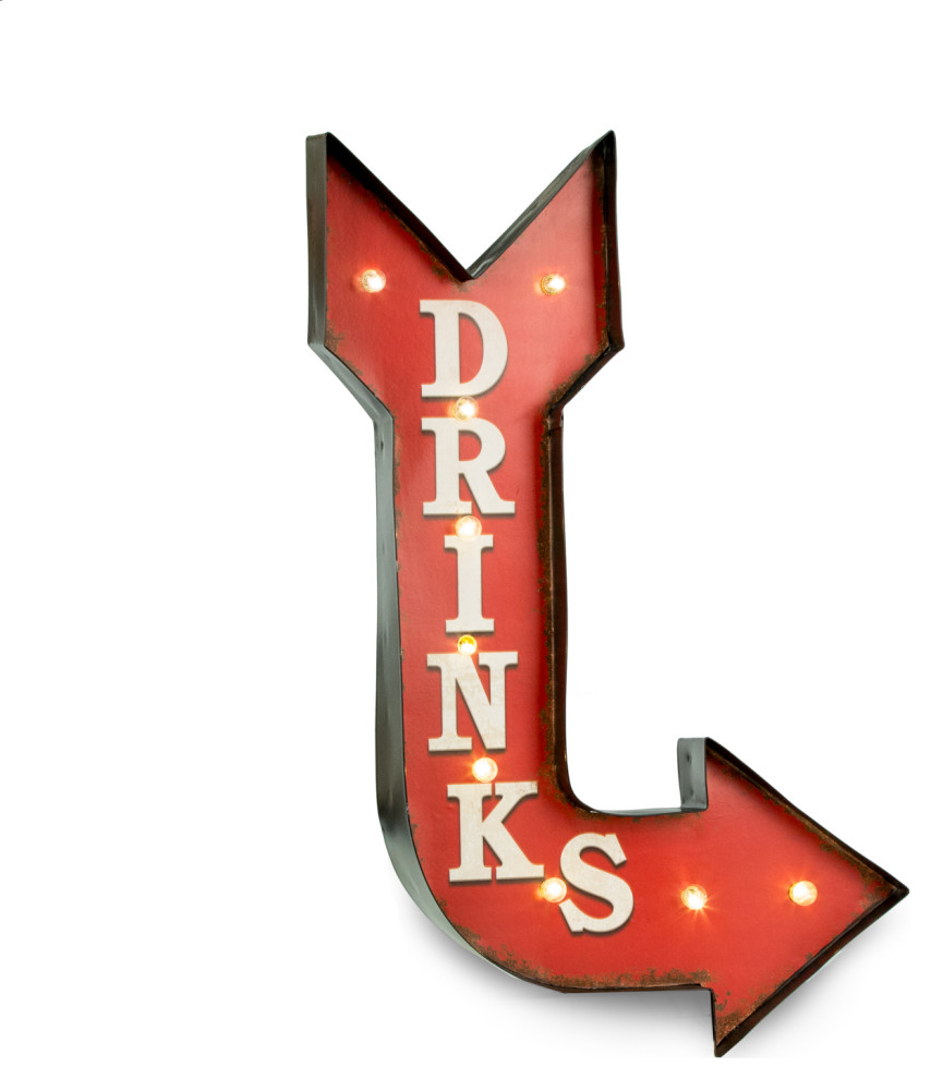 Drinks Sign, Led Lighted, Wall Mountable - Contemporary - Novelty Signs ...