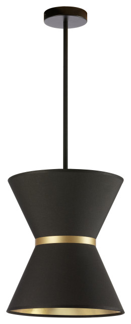 Black and Gold Transitional Pendant With Matte Black Metal - Midcentury ...