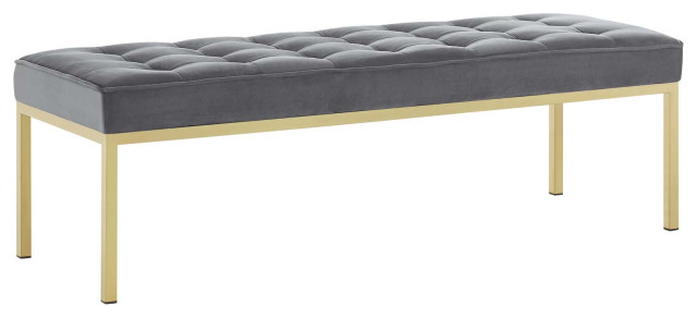 Loft Gold Stainless Steel Leg Large Performance Velvet Bench ...