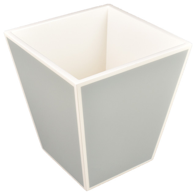 Cool Gray & White Lacquer Waste Basket - Contemporary - Wastebaskets ...